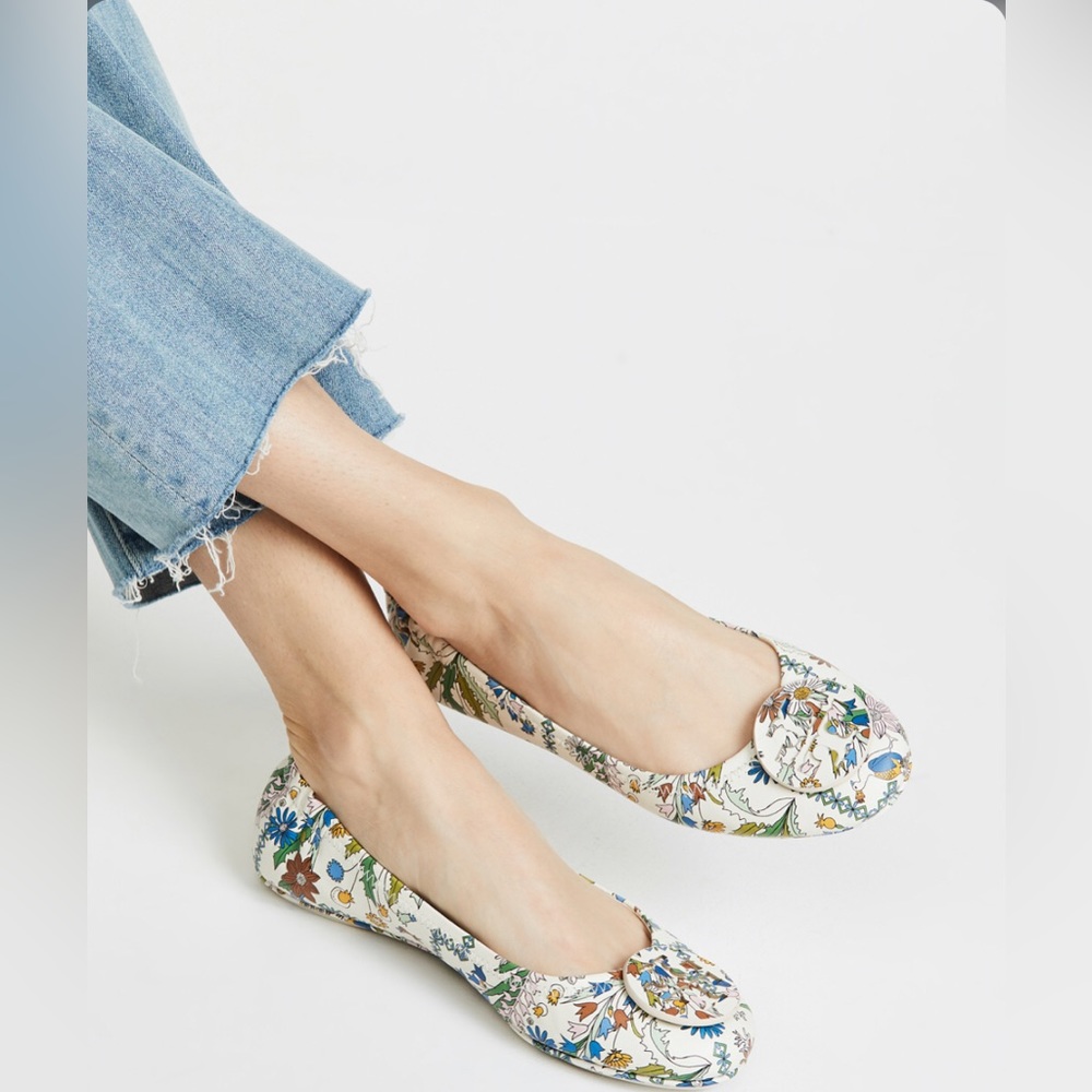 Tory Burch Minnie Ivory Meadow Folly Travel Ballet Fl… - Gem